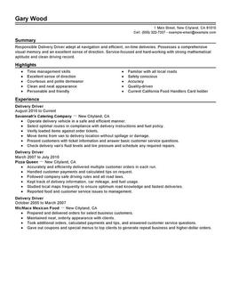 Unforgettable Delivery Driver Resume Examples To Stand Out 