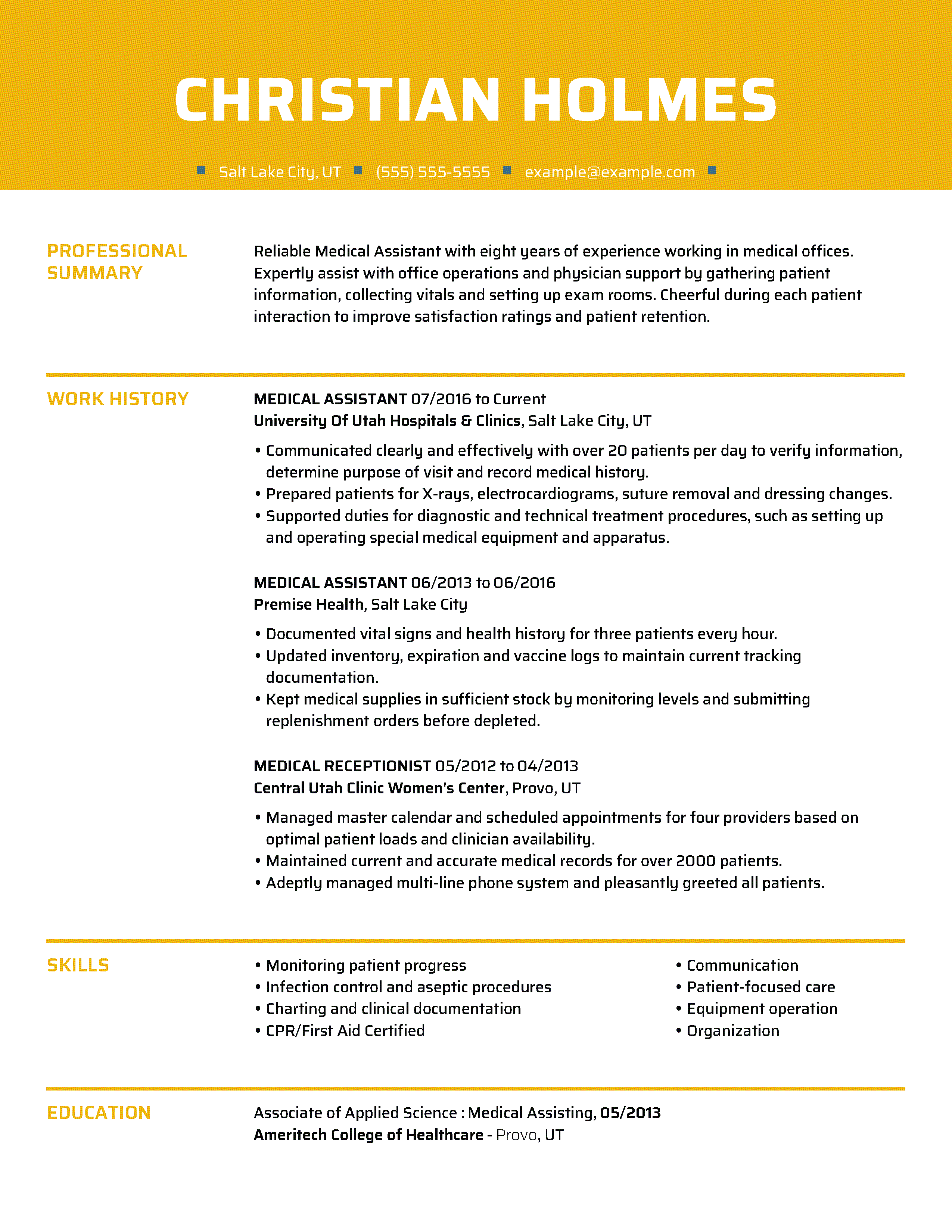 Medical Assistant Resume Example + Helpful Tips | MyPerfectResume