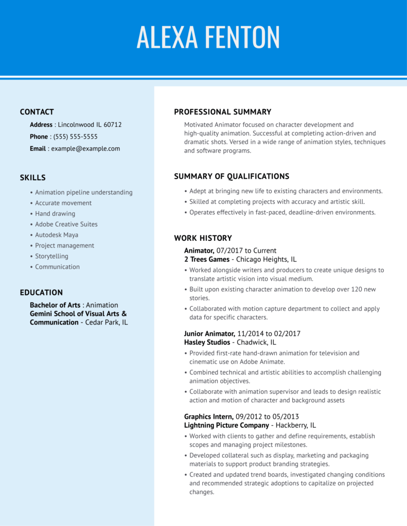 Film Animator Resume Examples for 2025: Templates & Tips
