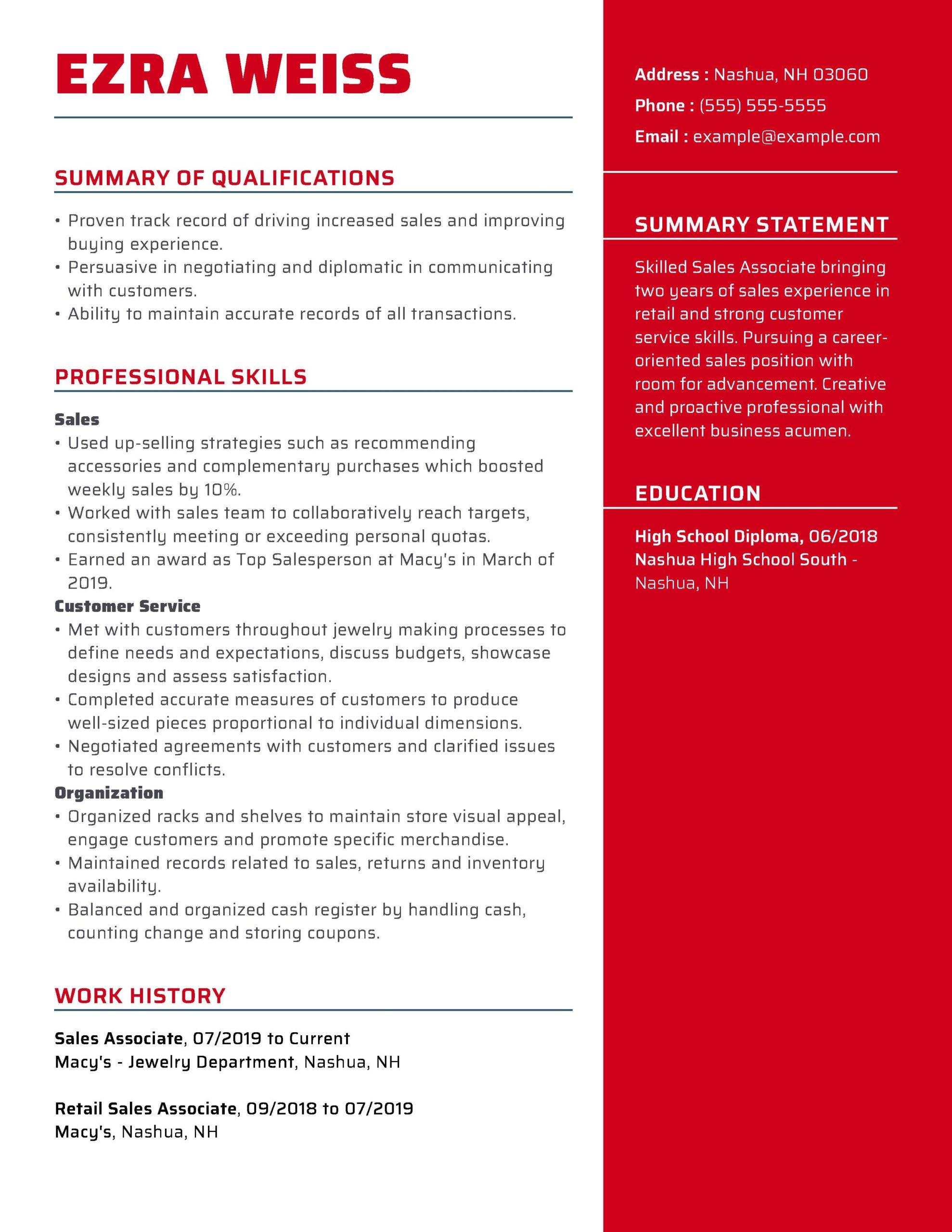 Professional Sales Resume Examples | MyPerfectResume