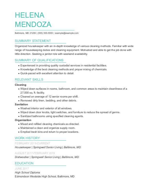 Professional Janitorial Resume Examples for 2021 | MPR