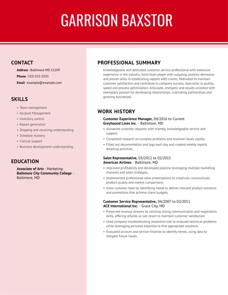 Customer Experience Manager Resume Examples & Templates (2025)