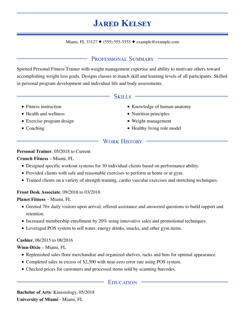 Personal Trainer Resume Examples & Templates [2025]