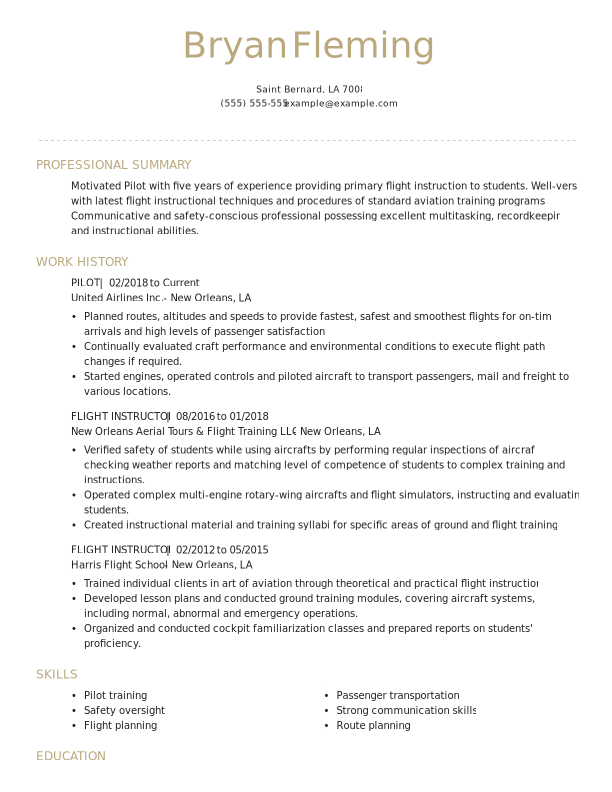 Top Pilot Resume Example in 2024 | MyPerfectResume