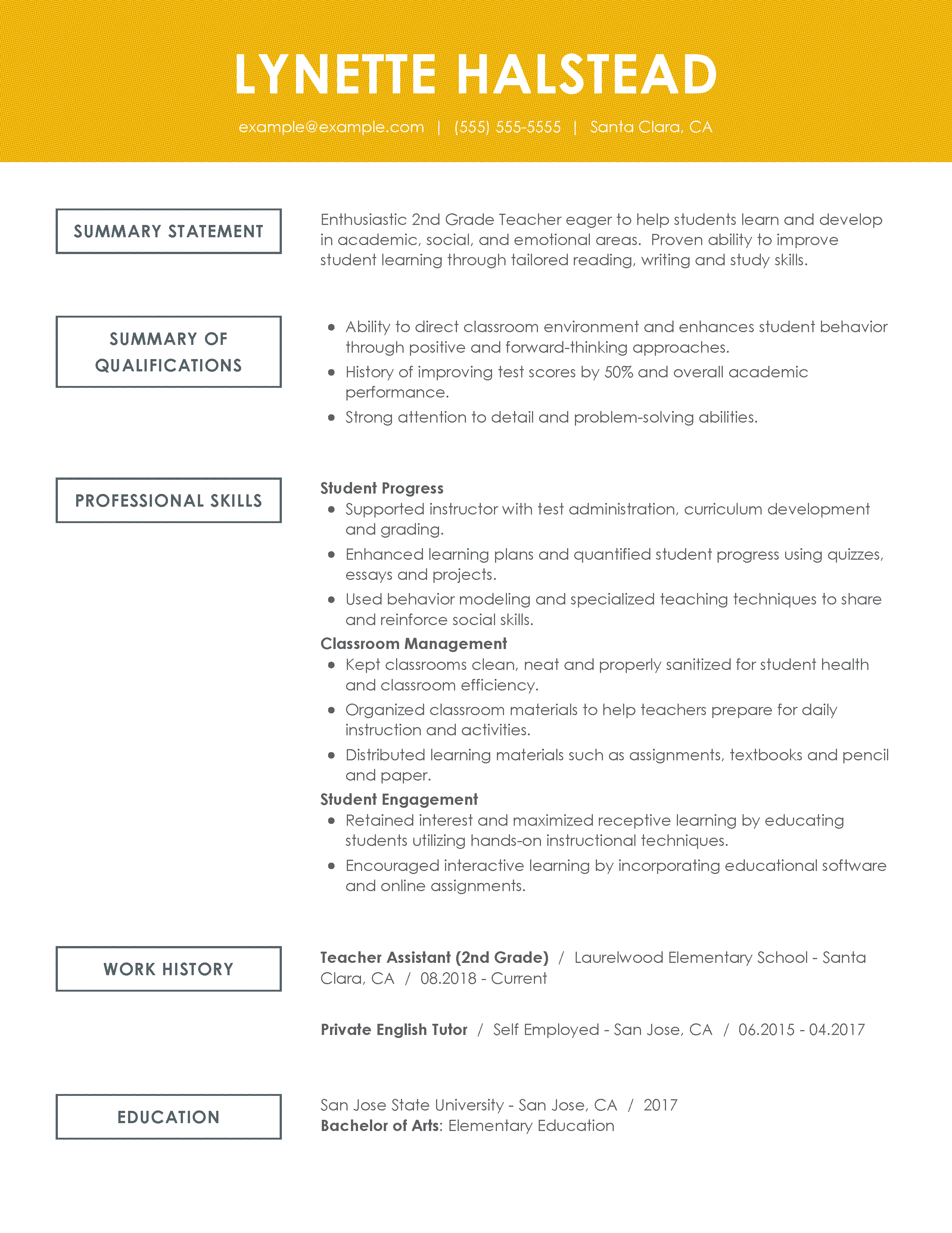 Easy To Customize Teacher Resume Examples For 2022