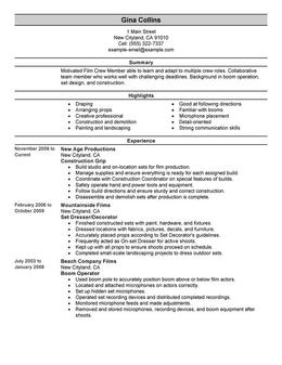 Film Production Resume Templates JeanetteFields Blog