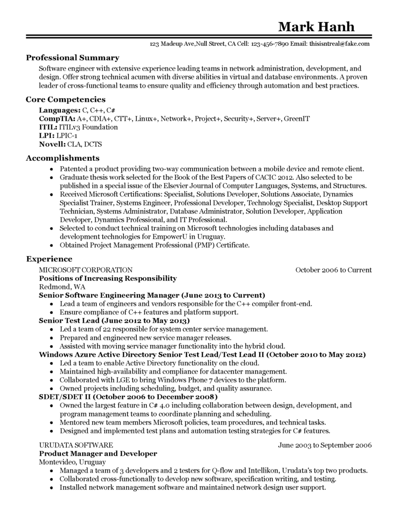 Software Engineering Manager Resume Example Software Engineering Manager Resume Example