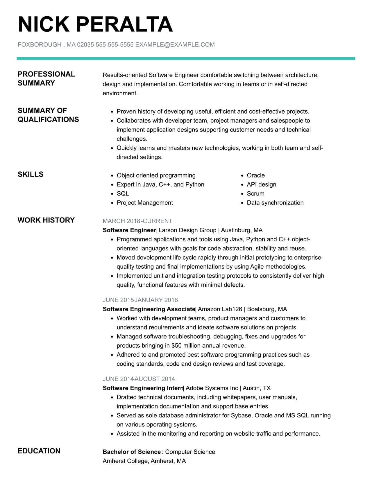 Computer Software Resume Examples Made by Pros | MyPerfectResume Computer Software Resume Examples Made by Pros | MyPerfectResume
