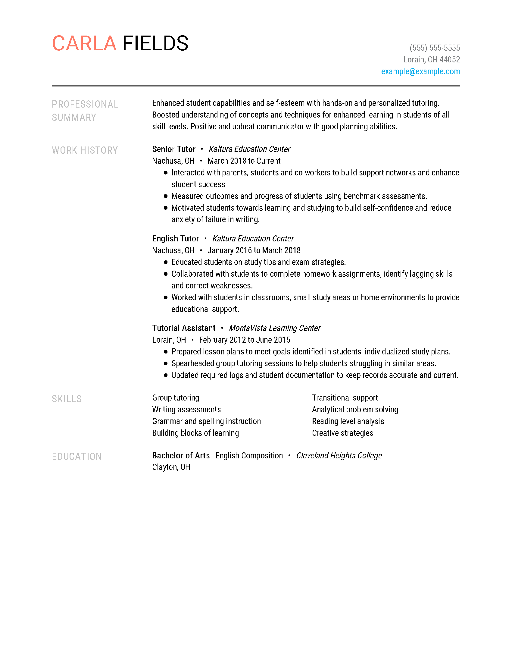 Top Tutor Resume Example in 2023 | MyPerfectResume Top Tutor Resume Example in 2023 | MyPerfectResume
