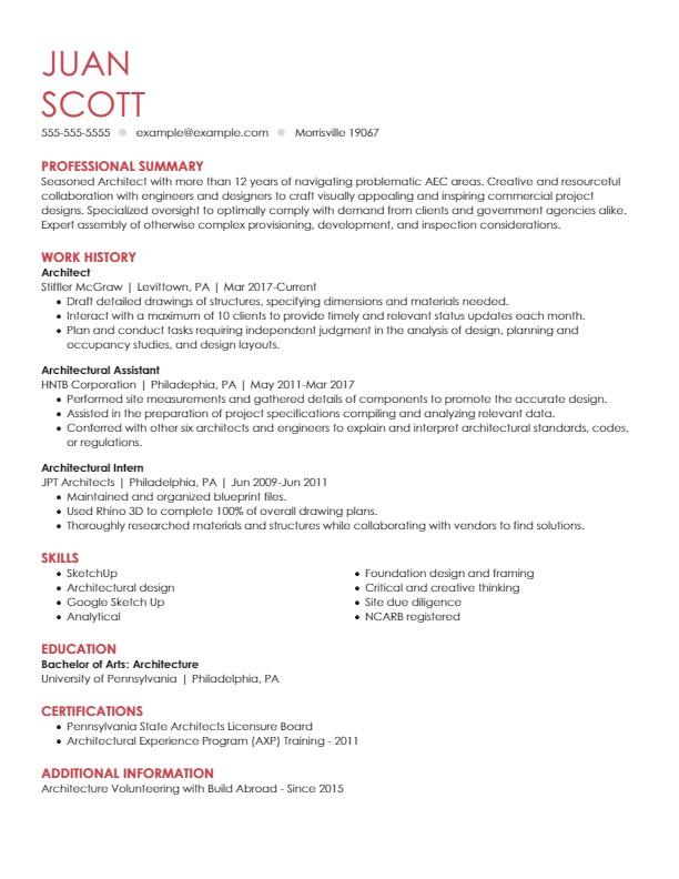 Effective Architecture Resume Examples + Pro Tips | MyPerfectResume