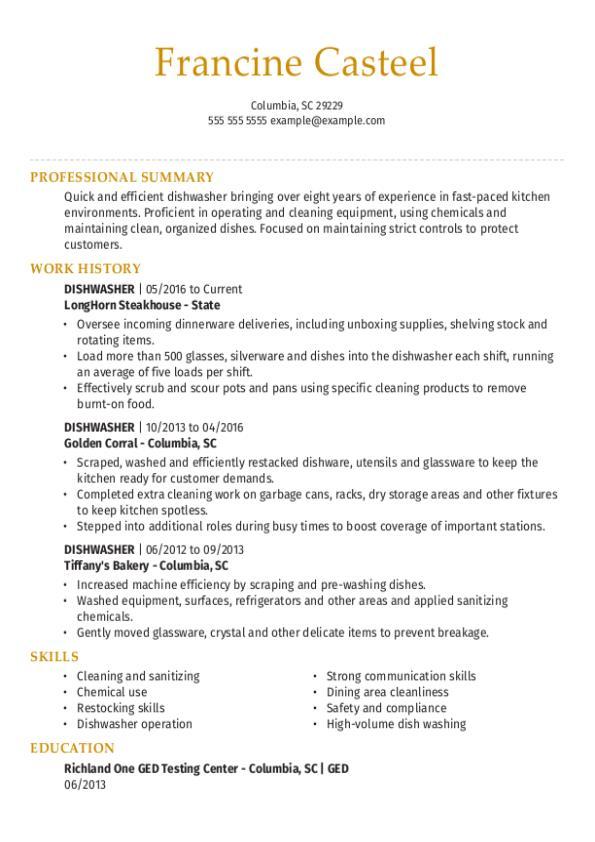 Culinary Dishwasher Resume Examples for 2025: Templates & Tips