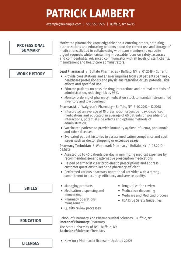 2024 Pharmaceutical Resume Examples | MyPerfectResume