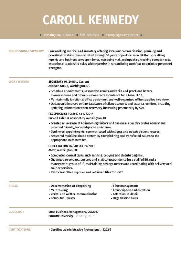 Secretary Resume Examples & Templates [2024]