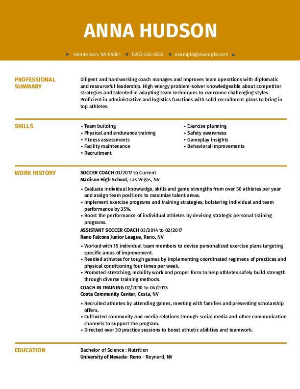 College Cheer Coach Resume Academic Coach Resume Example (Free Guide)