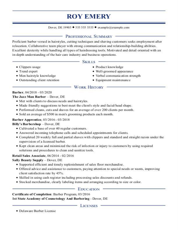 Barber Resume Examples & Templates (2025)