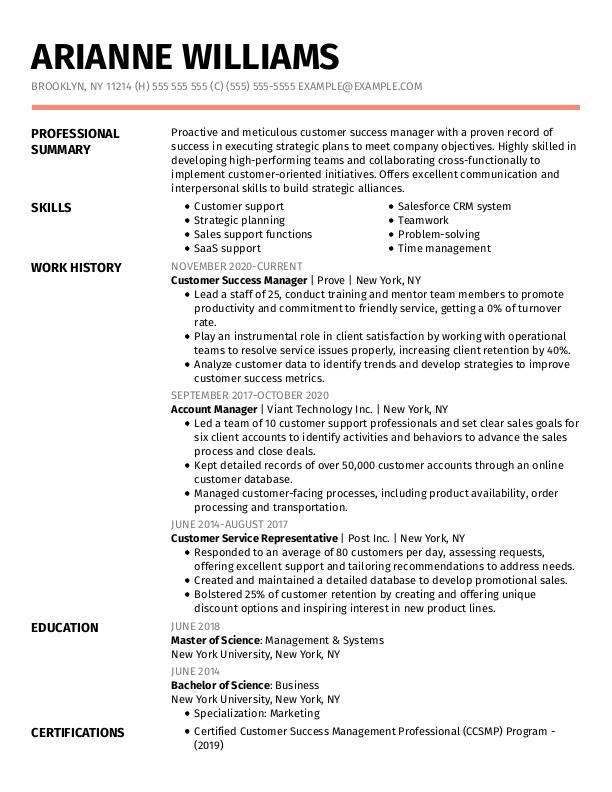 Customer Success Manager Resume Examples & Templates [2025]
