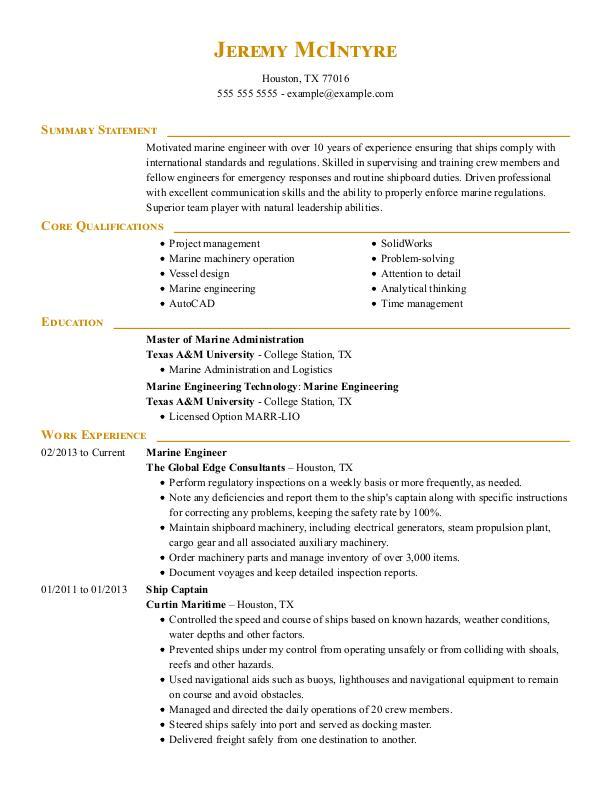 Marine Engineer Resume Examples & Templates [2025]