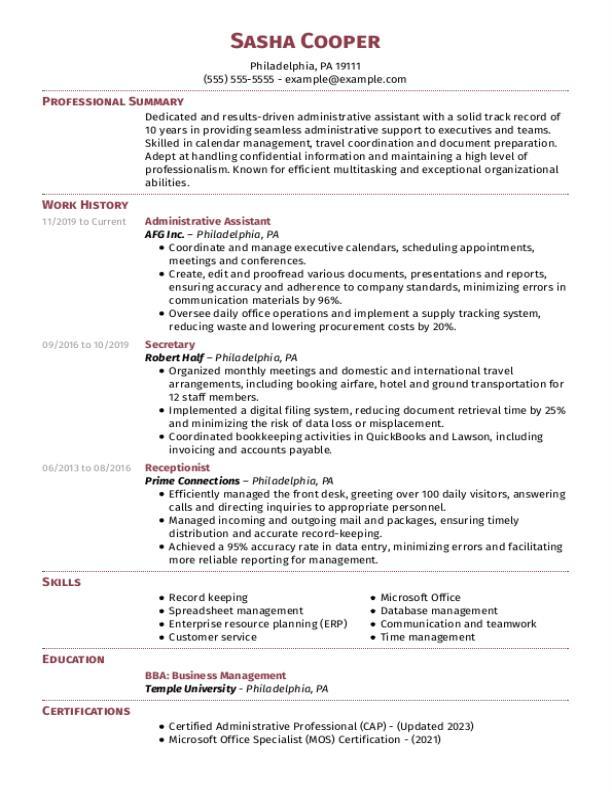 Administrative Assistant Resume Examples For 2025: Templates & Tips
