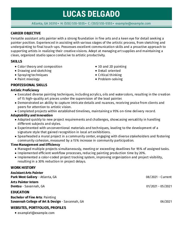 Arts Painter Resume Examples for 2025: Templates & Tips