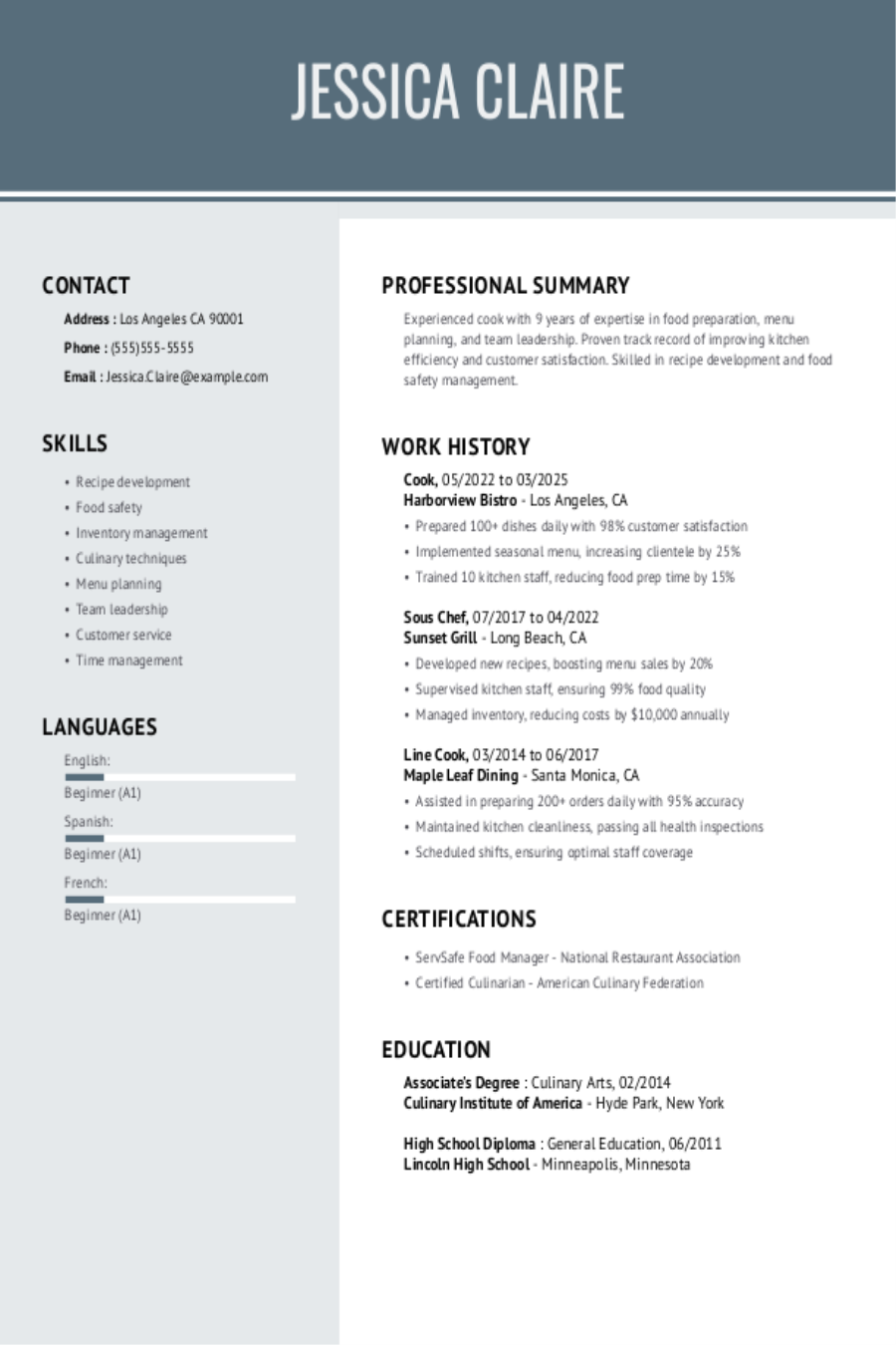Cook Resume Examples & Templates