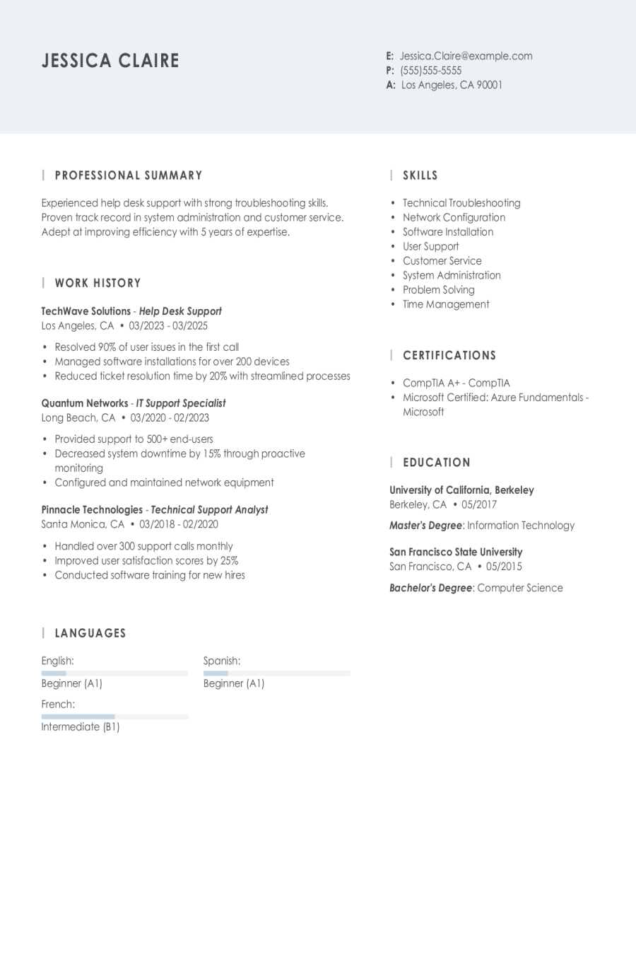 Help Desk Support Resume Examples & Templates