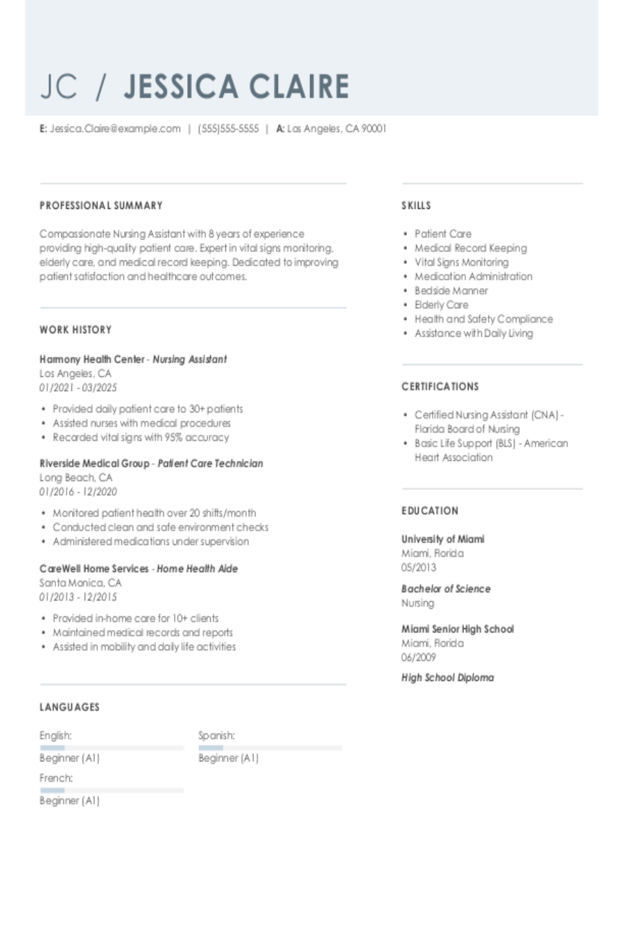 Nursing Assistant Resume Examples & Templates (2025)