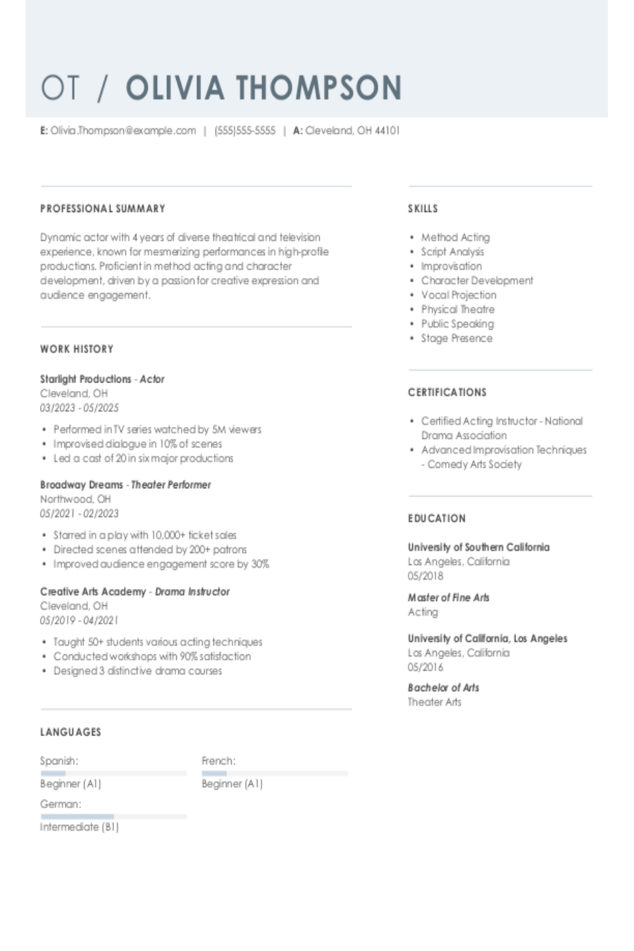 Acting Resume Examples & Templates