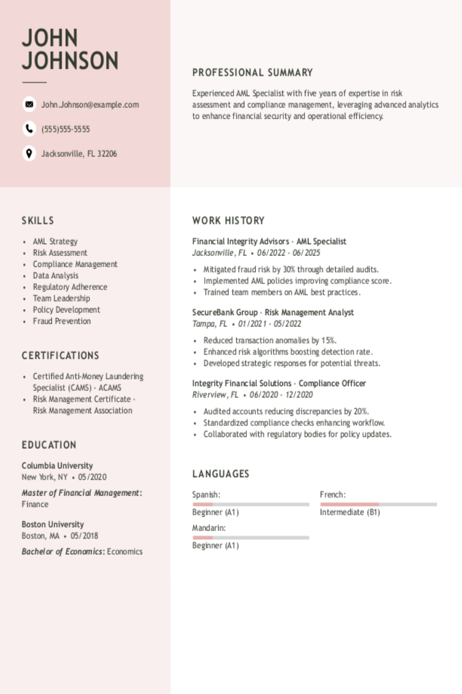 AML Analyst Resume Examples & Templates