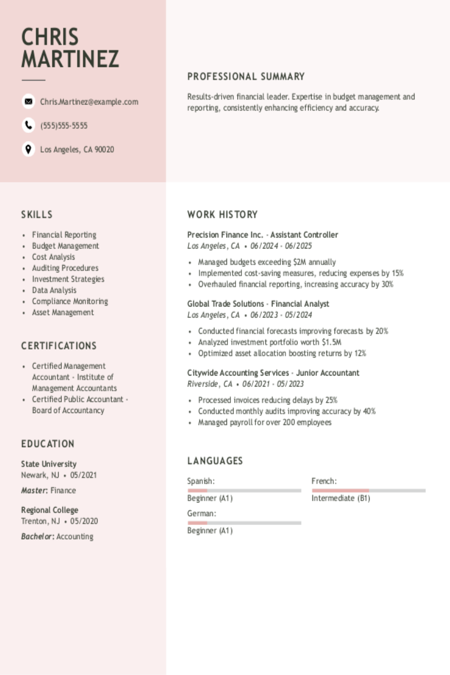 Assistant Controller Resume Examples & Templates (2025)