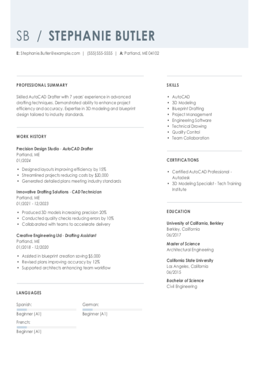 AutoCAD Drafter Resume Examples & Templates
