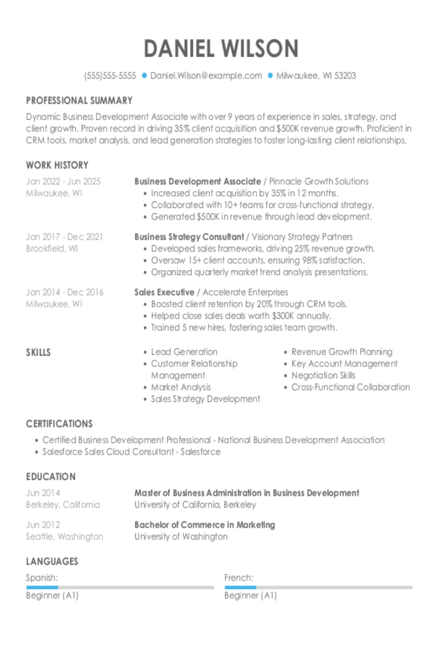 Business Development Associate Resume Examples & Templates (2025)