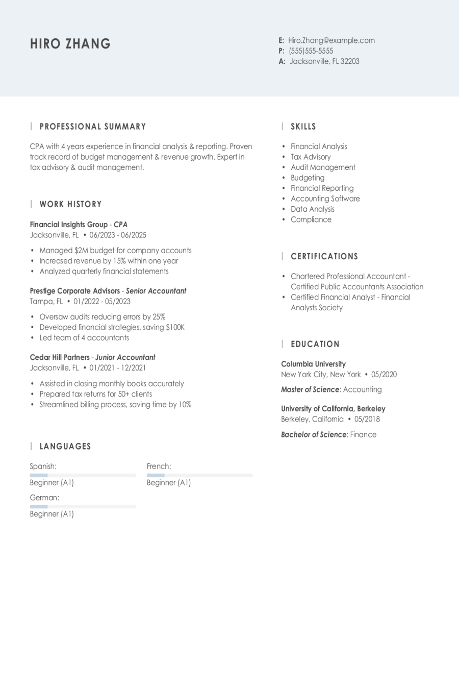 CPA Resume Examples & Templates