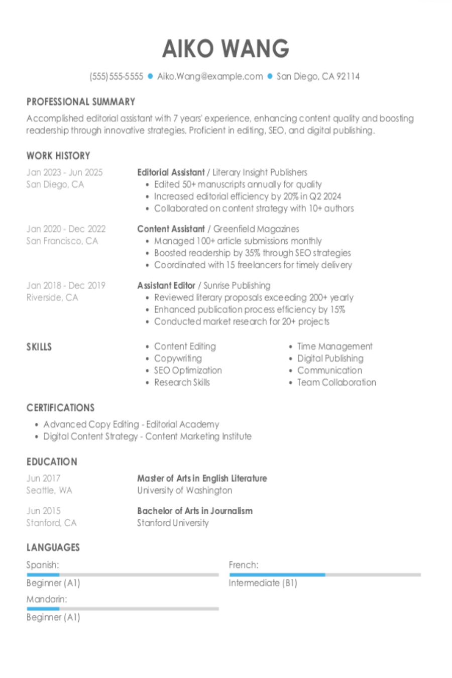 Editorial Assistant Resume Examples & Templates (2025)
