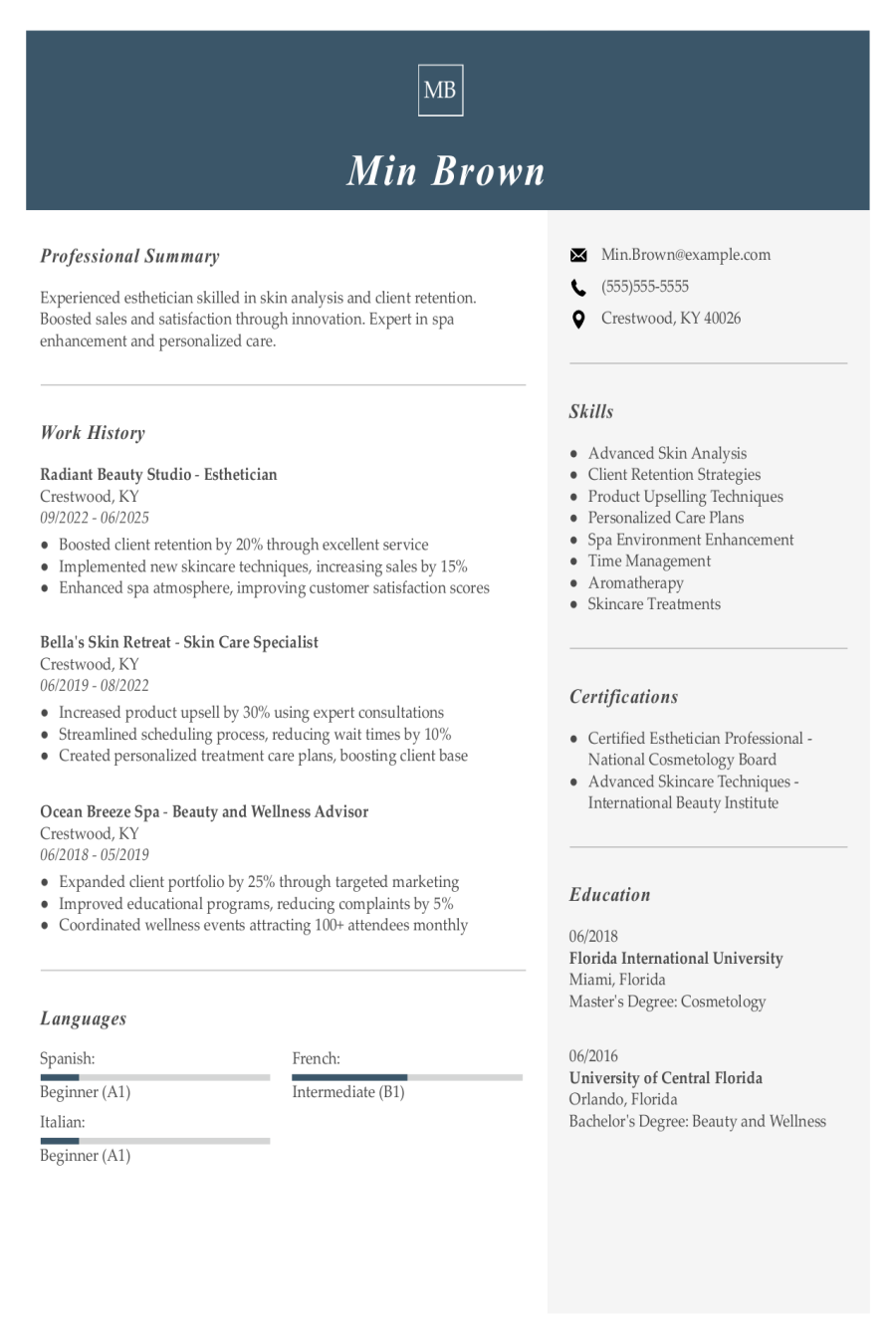 Esthetician Resume Examples & Templates
