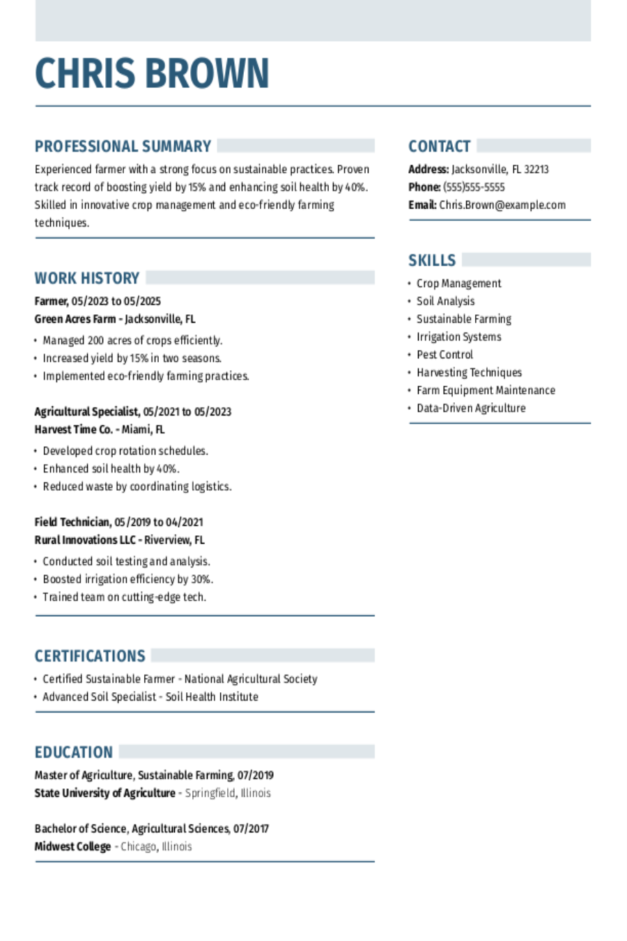 Farmer Resume Examples & Templates (2025)