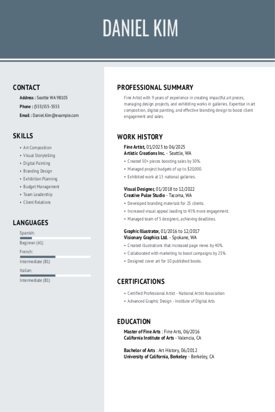 Fine Artist Resume Examples & Templates (2025)