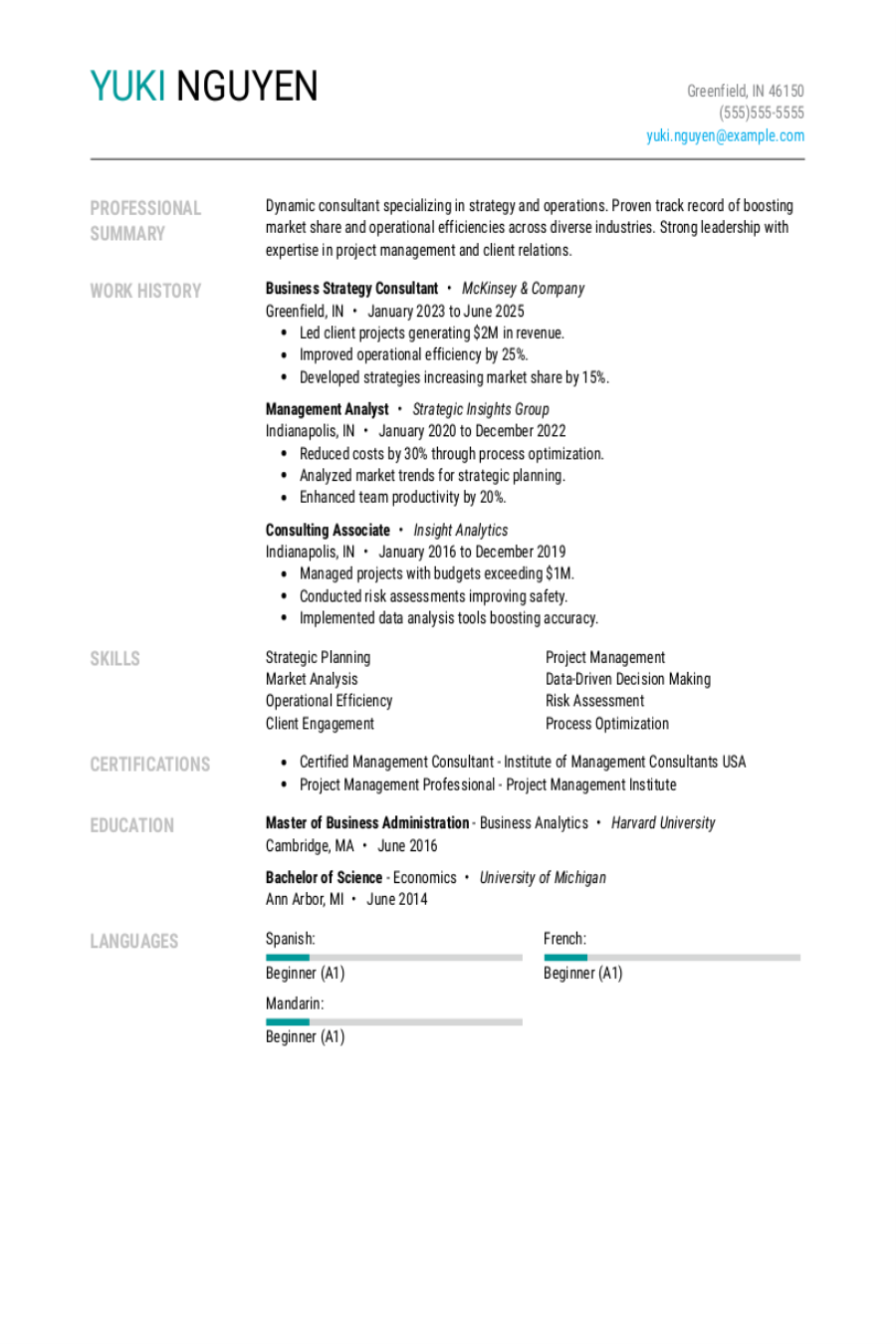 Mckinsey Resume Examples & Templates (2025)