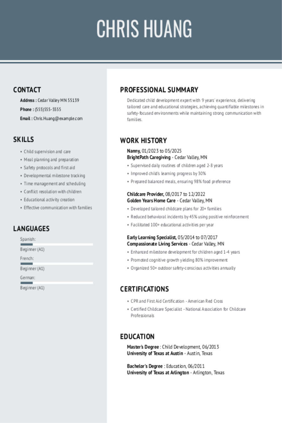 Nanny Resume Examples & Templates