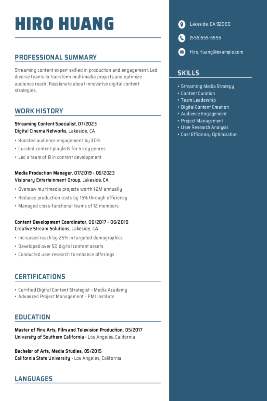 Netflix Resume Examples & Templates