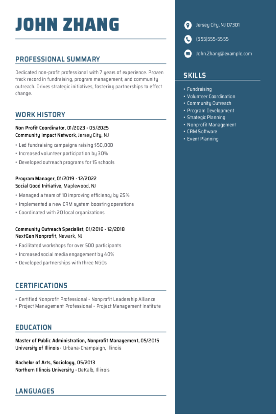 Nonprofit Resume Examples & Templates