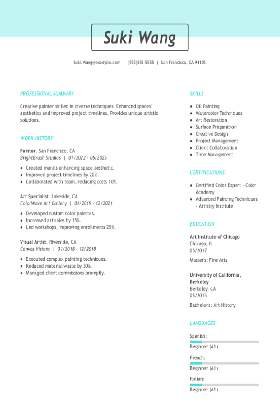 Painter Resume Examples & Templates (2025)