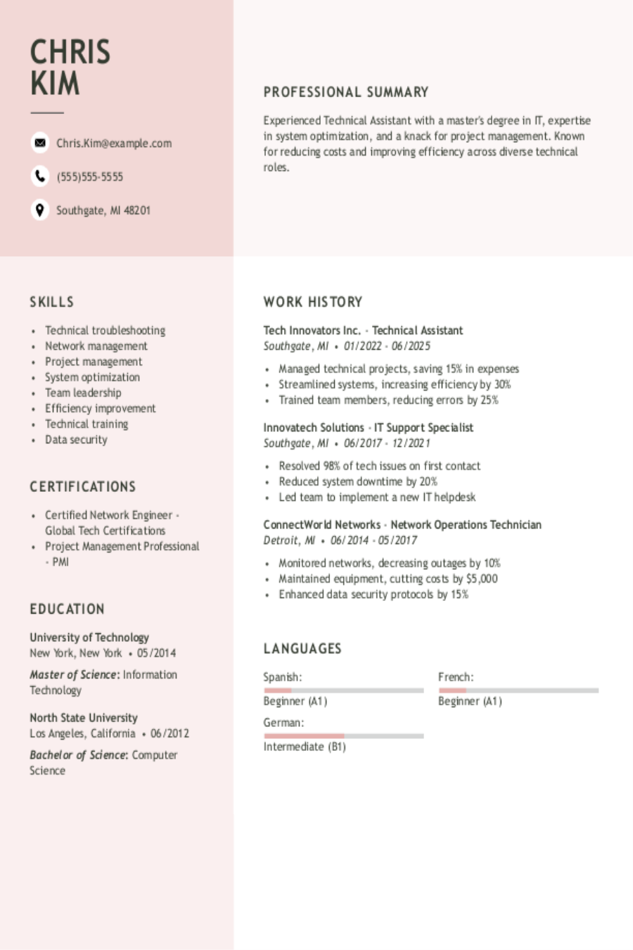 Technical Assistant Resume Examples & Templates