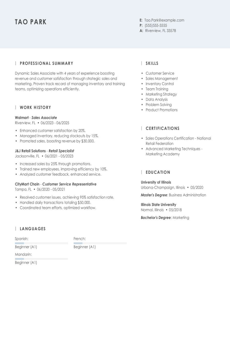 Walmart Resume Examples & Templates (2025)