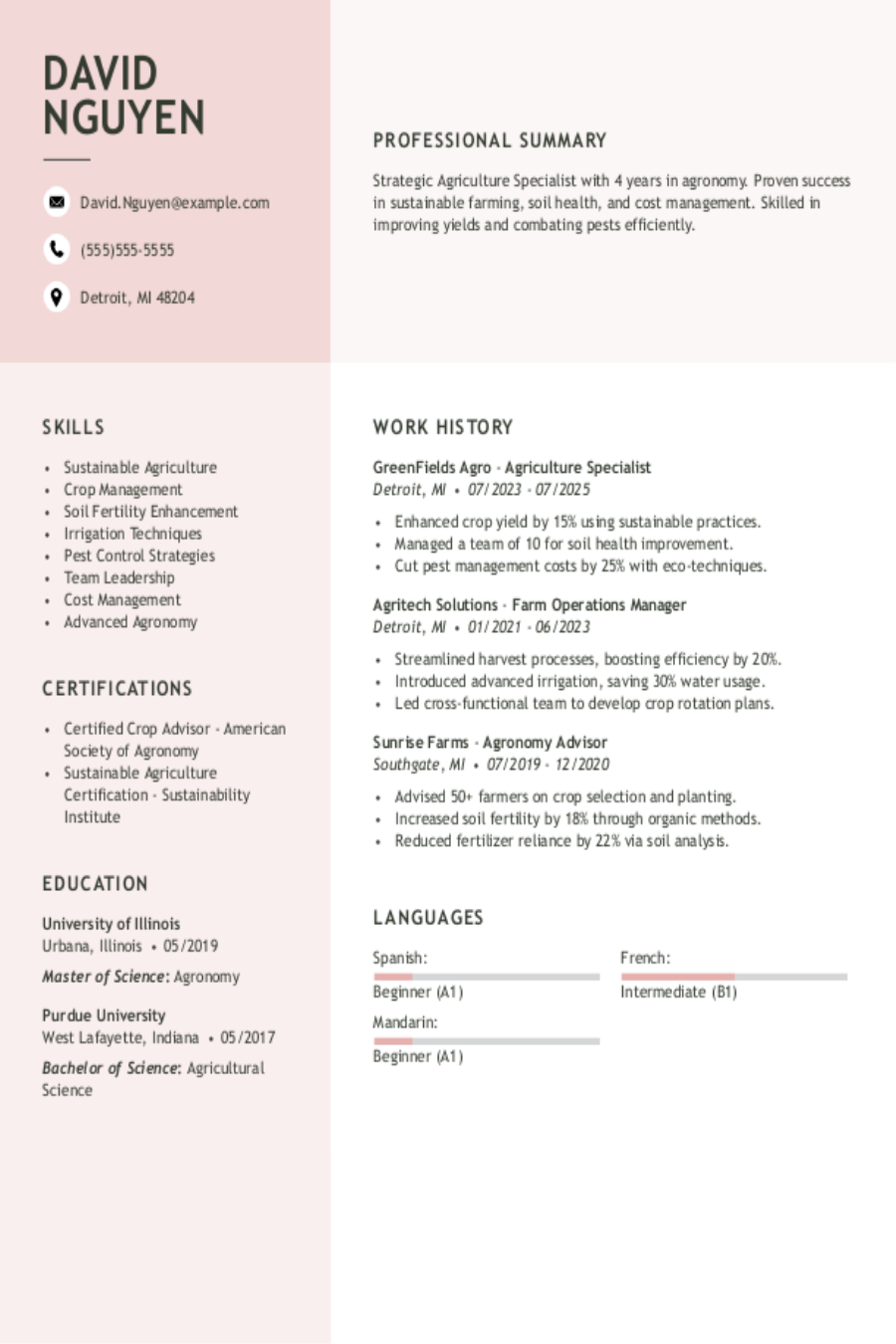 Agriculture Resume Examples & Templates