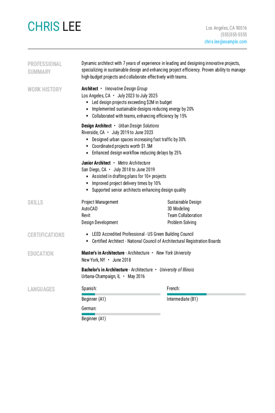 Architecture Resume Examples & Templates