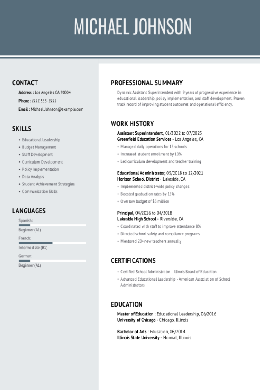 Assistant Superintendent Resume Examples & Templates (2025)