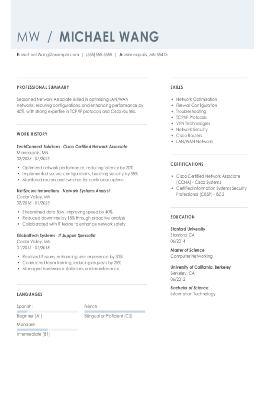 Cisco Certified Network Associate Resume Examples & Templates (2025)