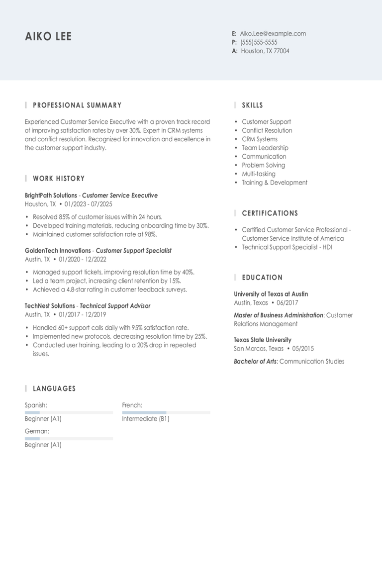 Customer Service Resume Examples & Templates (2025)