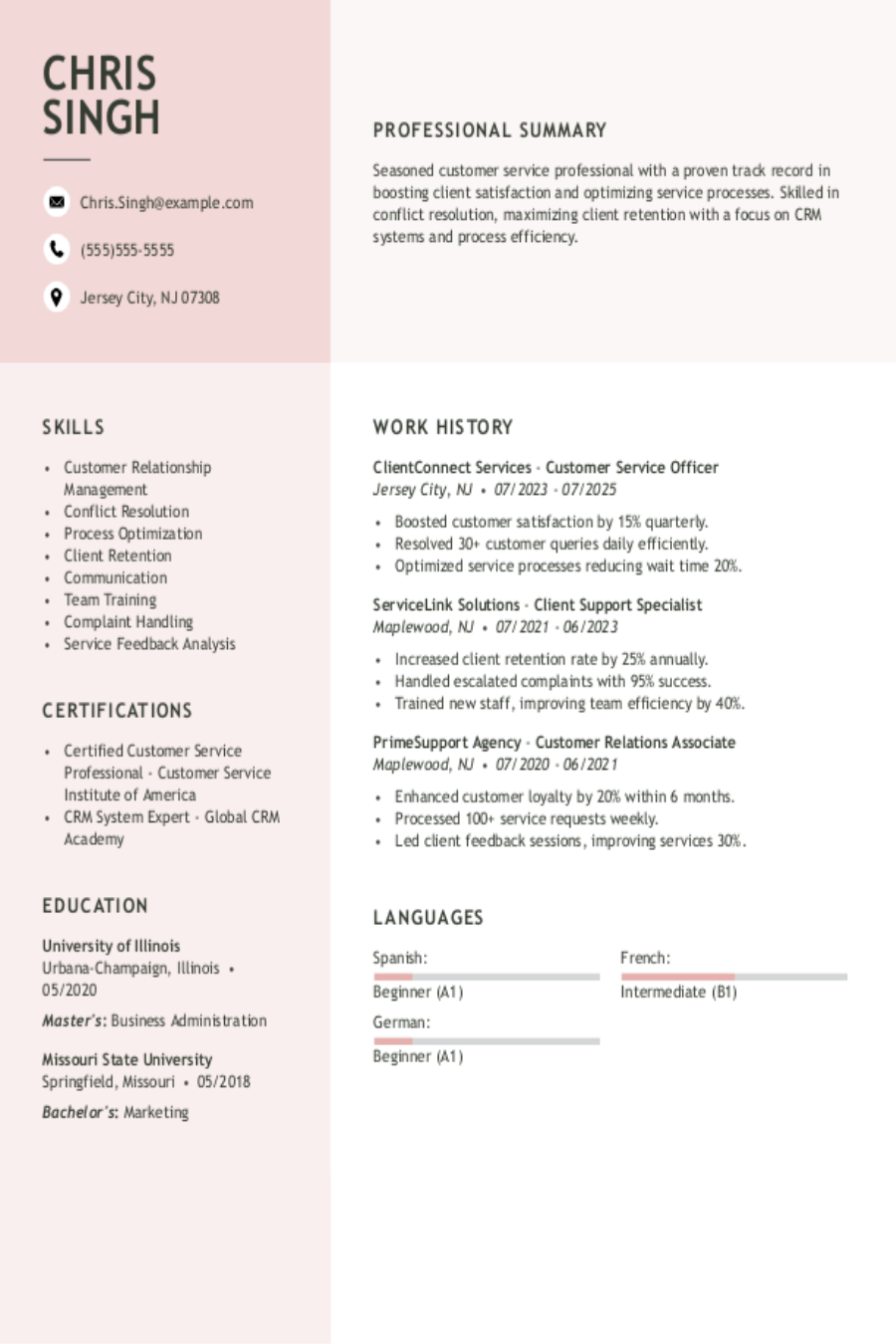 Customer Service Officer Resume Examples & Templates (2025)