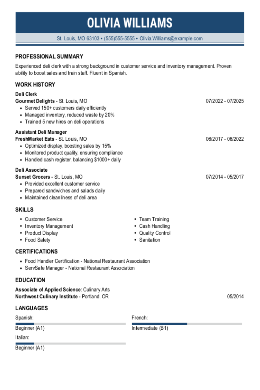 Deli Clerk Resume Examples & Templates